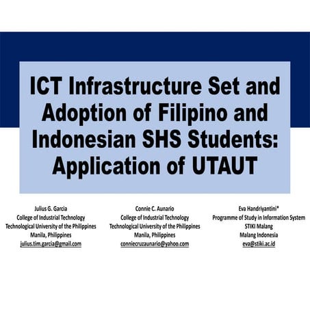 ICT Infrastructure Set and Adoption of Filipino and Indonesian SHS ...