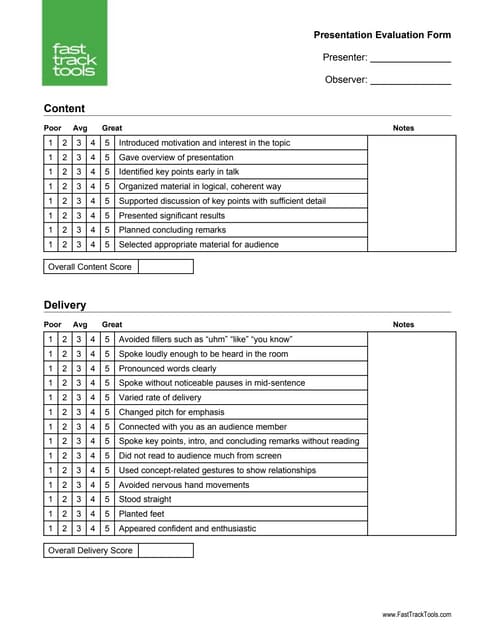 Student presentation evaluation form | PDF