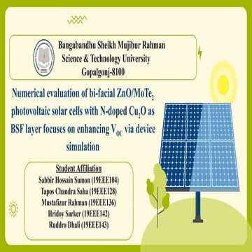 Final presentation for thesis on solar cell. | PPTX