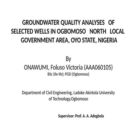 PRESENTATION (FINAL ONE).pptx GROUNDWATER ASSESSMENT | PPTX