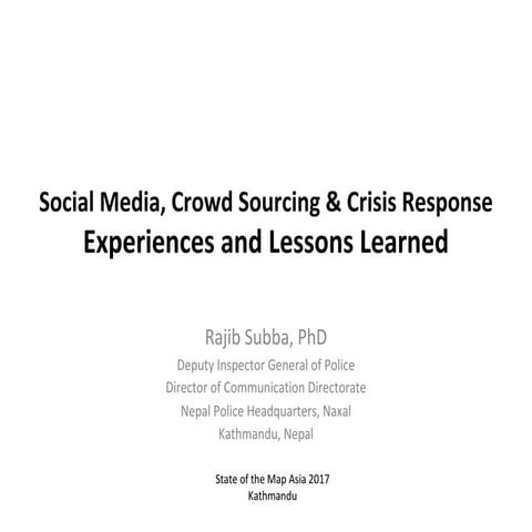 Dr. Rajib Subba, DIG, Nepal Police, Nepal Earthquake Session | SotM ...