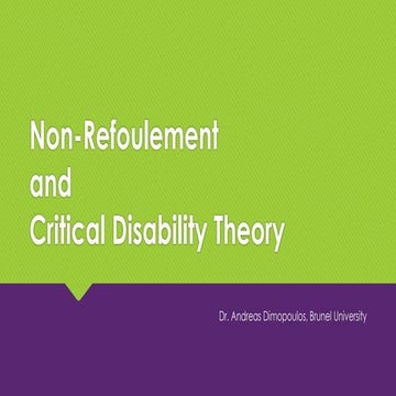 Critical Disability Theory and Non-Refoulement | PPTX