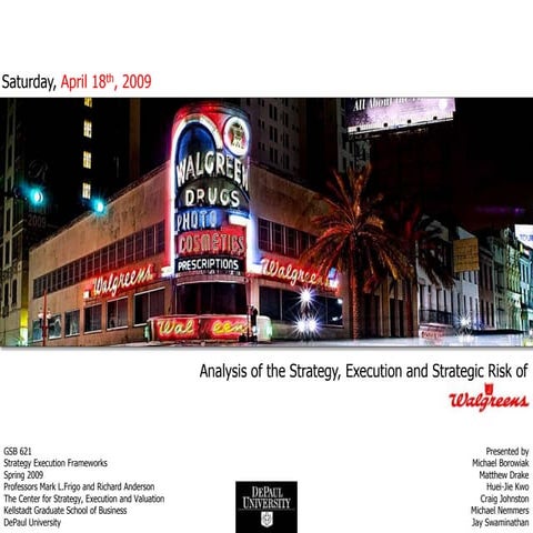 Analysis of the Strategy, Execution and Strategic Risk of Walgreens | PPT
