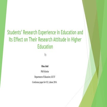 Students’ Research Experience in Education and Its Effect on Their ...