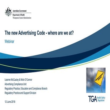 Presentation for webinar: The new advertising code - where are we at ...
