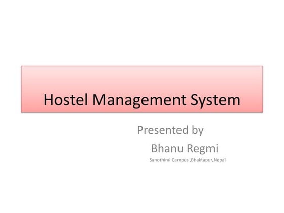 Hostel Management System Ppt Pptx Databases Computer Software And Applications