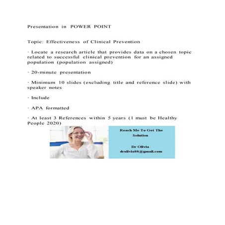 Presentation in POWER POINTTopic Effectiveness of Clinical P | DOCX