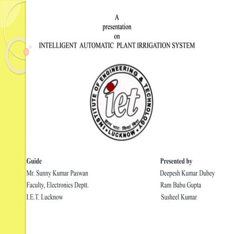 Intelligent Automatic Plant Irrigation System | PPTX | Agriculture ...
