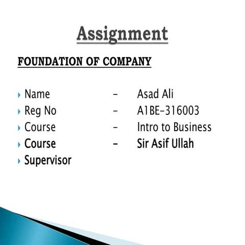 Foundation of Company | PPT