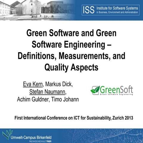 Green Software and Green Software Engineering - Definitions ...