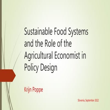Sustainable food systems and the role of the agricultural economist ...