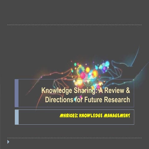 Knowledge Sharing: A review & Direction for Future Research | PPTX