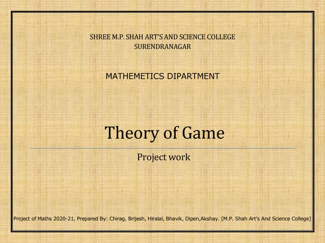 Game theory ppt | PPTX