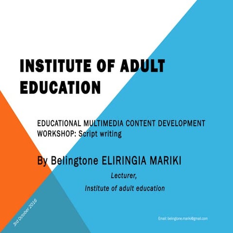 Educational multimedia content development training workshop: Script Writing | PPT