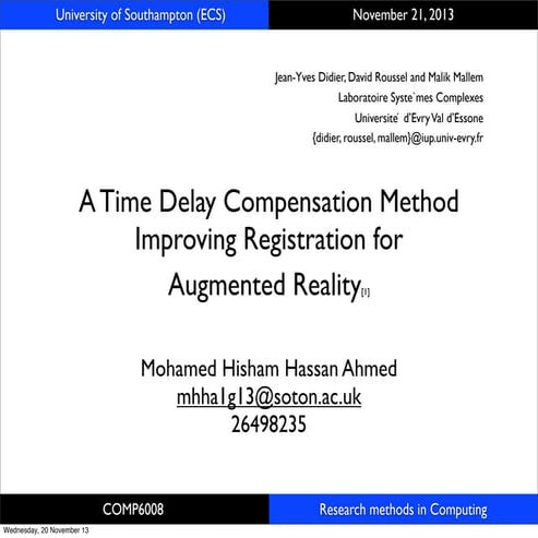 A Time Delay Compensation Method Improving Registration for Augmented ...