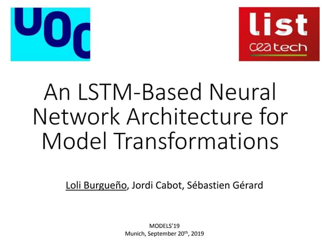 An Lstm Based Neural Network Architecture For Model Transformations Ppt