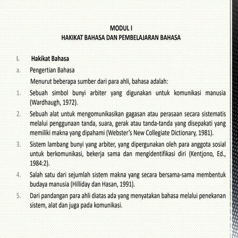 HAKIKAT BAHASA DAN PEMBELAJARAN BAHASAModul 1.pptx