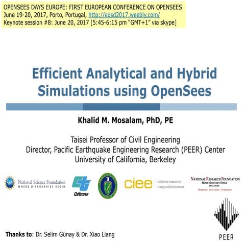 Efficient analytical and hybrid simulations using OpenSees | PDF