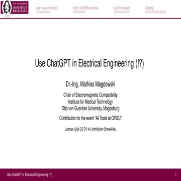 Use ChatGPT in Electrical Engineering (!?) - Contribution to the event "AI Tools at OVGU" | PDF