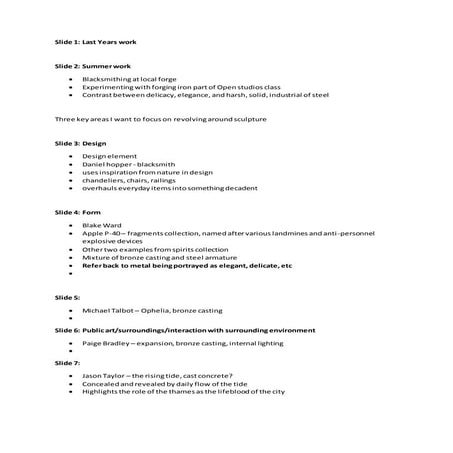 Student led seminar: Presentation notes | DOCX