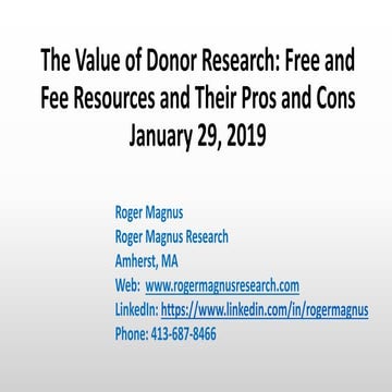 The Value of Donor Research: Free and Fee Resources and Their Pros and ...