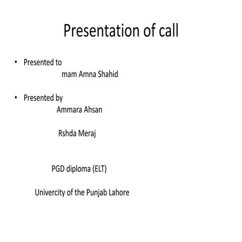 Presentation of call | PPT