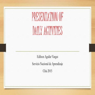 Presentation of Daily Activities | PPT