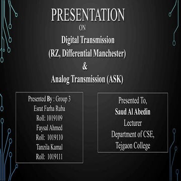 Presentation on Digital & Analog Transmission | PPTX