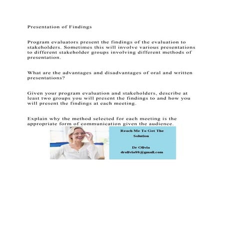 Presentation of FindingsProgram evaluators present the finding.docx