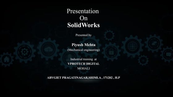 Solid works ppt | PPTX | 3-D Graphics | Computer Software and Applications