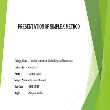 Presentation of Simplex Method.pdf...... | PPT