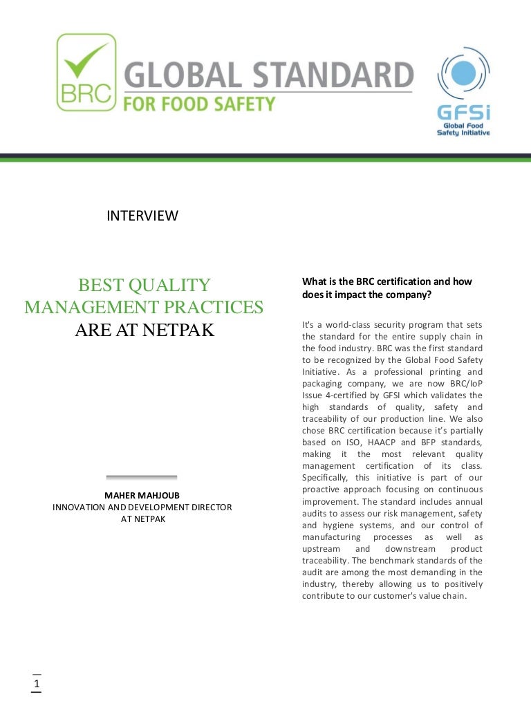 What is the BRC certification and how does it impact the company?