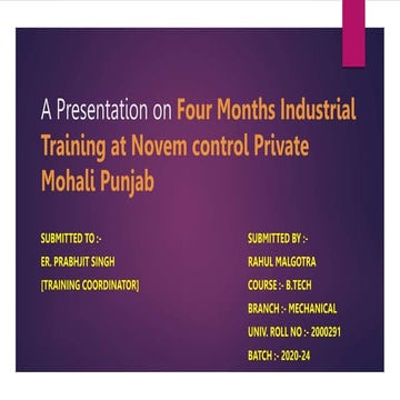 Presentation on 4 months industrial training.pptx