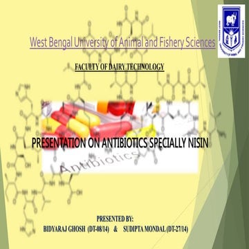 Presentation on antibiotics (specially nisin) by bidyaraj ghosh and ...