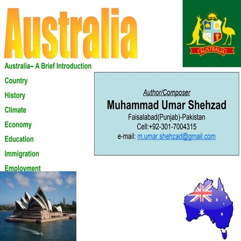Presentation on australia country,history,climate,economy,education ...