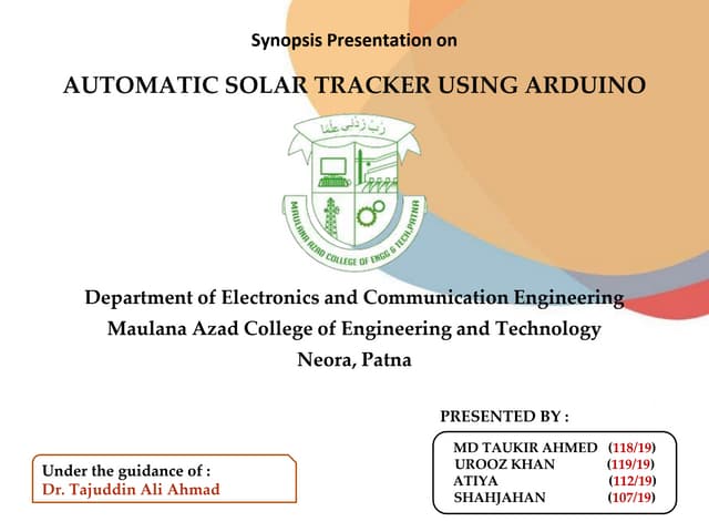 Arduino Based Automatic Solar Trackerpptx