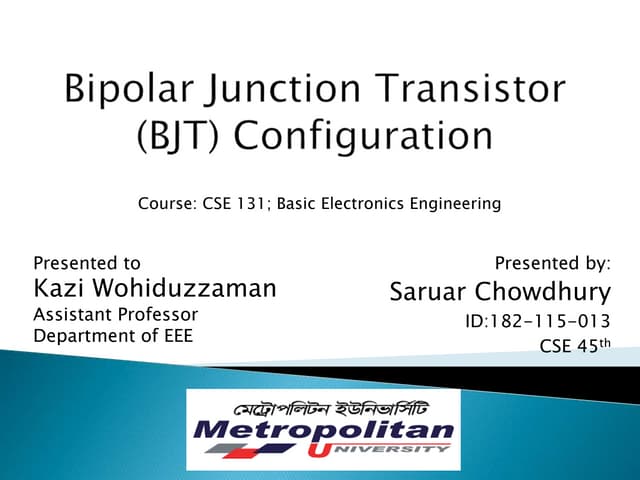 Presentation On Bjt Configuration Ppsx Consumer Electronics Technology And Computing