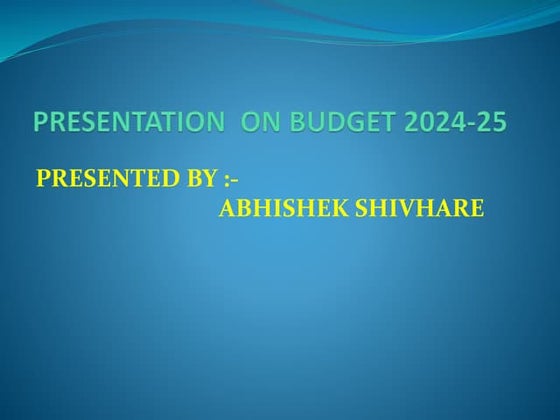 MEA Union Budget 2024-25 Final Presentation | PPTX