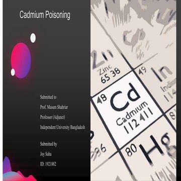 Cadmium Toxicity and Symptoms Factsheet