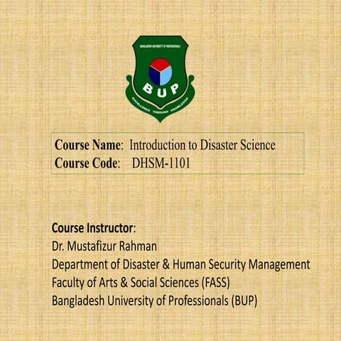 Presentation on Contribution of Science in Disaster Management in ...