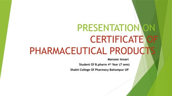 Certificate of pharmaceutical product | PPT