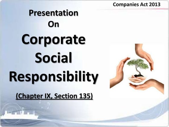 Corporate social responsibility in Companies ACT 2013 | PPTX