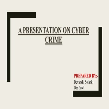Presentation on cyber crime | PPT