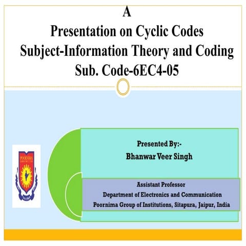 Presentation on cyclic codes | PPTX