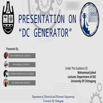 Introduction of DC Generator || presentation slide | PPTX