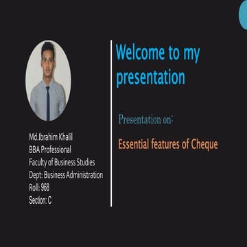 Essential Features of Cheque | PPT