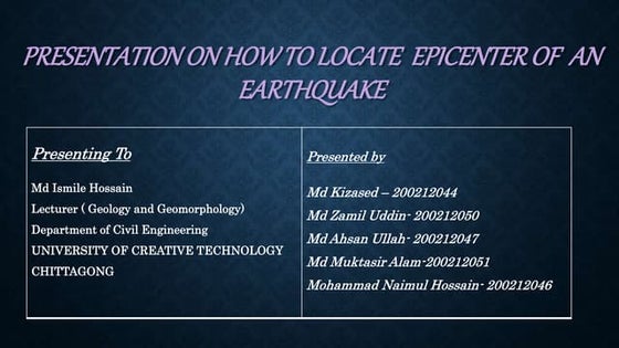 Find-the-Center triangulatonn method anatomy of an earth quake and more ...
