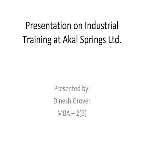 Presentation on Industrial Training | PPT