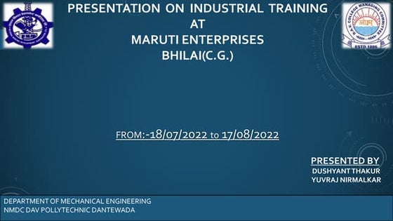 Report on industrial visit and observation on manufacturing and ...
