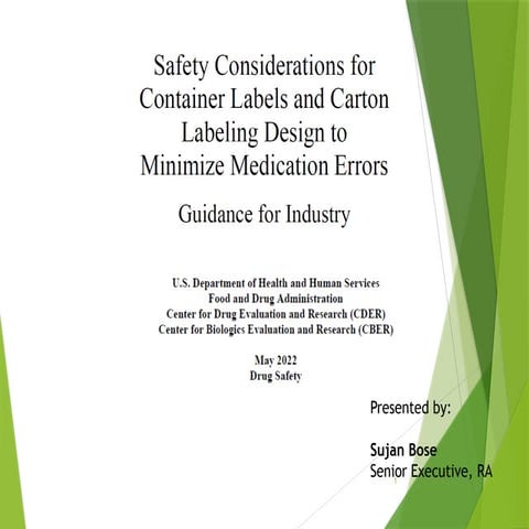 Presentation on Safety Consideration during Labeling design | PPTX
